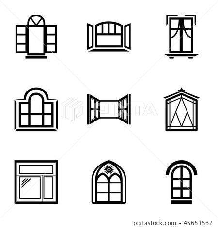 Open window icons set, simple style - Stock Illustration [45651532] - PIXTA