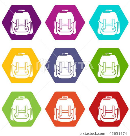 Rucksack icons set 9 vector - Stock Illustration [45651574] - PIXTA