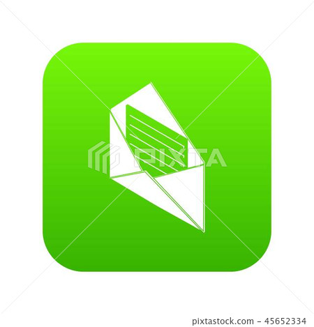 Open envelope icon green vector - Stock Illustration [45652334] - PIXTA