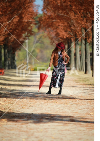 Model, portrait, outdoors, outdoor, garden,... - Stock Photo [45655438 ...