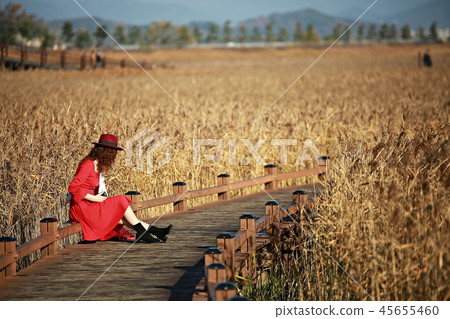 Model, portrait, outdoors, outdoor, garden,... - Stock Photo [45655460 ...