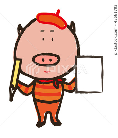 Cute pig cute pig with pen - Stock Illustration [45661792] - PIXTA