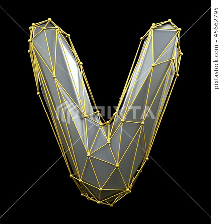 Capital latin letter V in low poly style silver... - Stock Illustration ...