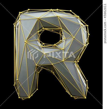 Capital latin letter R in low poly style silver... - Stock Illustration ...