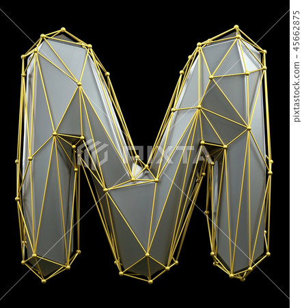 Capital latin letter M in low poly style silver... - Stock Illustration ...