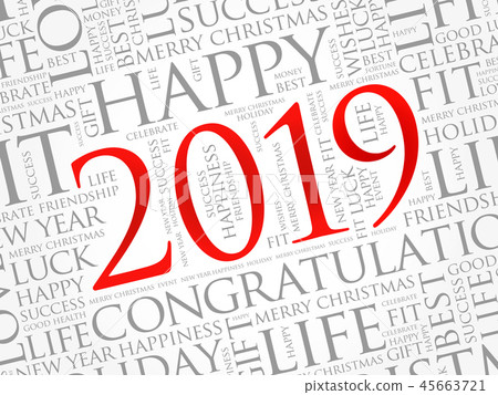 2019 year greeting word cloud collage - Stock Illustration [45663721 ...