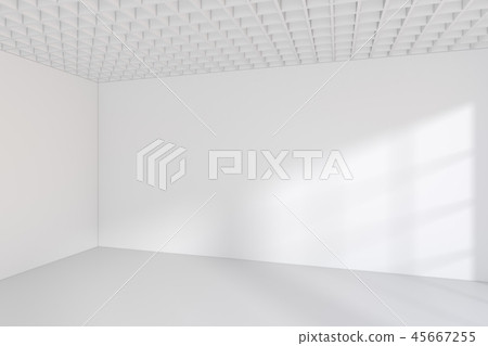 Empty room with sun light on wall. 3d rendering - Stock Illustration ...