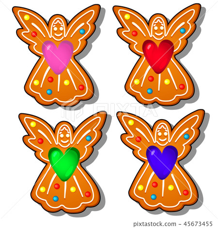 Set of delicious gingerbread in the shape of an... - Stock Illustration ...