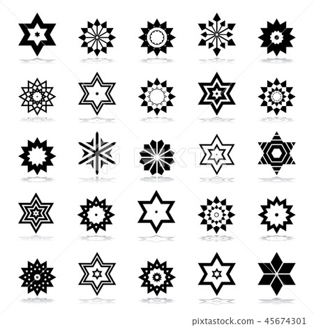 Design elements set. Abstract star shape icons. - Stock Illustration ...