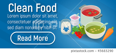 Clean food concept banner, isometric style - Stock Illustration ...
