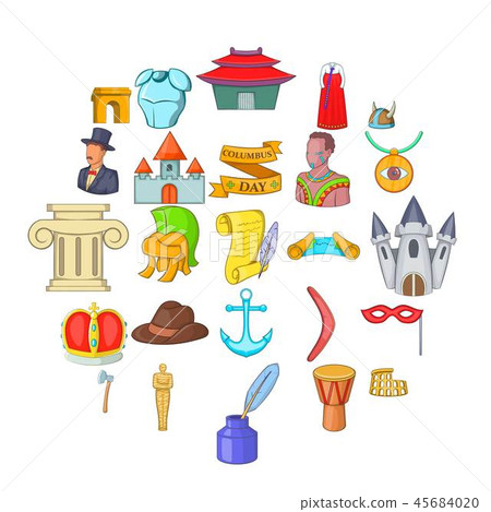 History icons set, cartoon style - Stock Illustration [45684020] - PIXTA