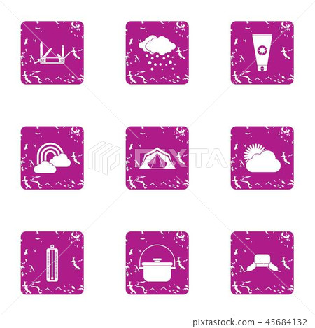 Meteorological observation icons set, grunge style - Stock Illustration ...