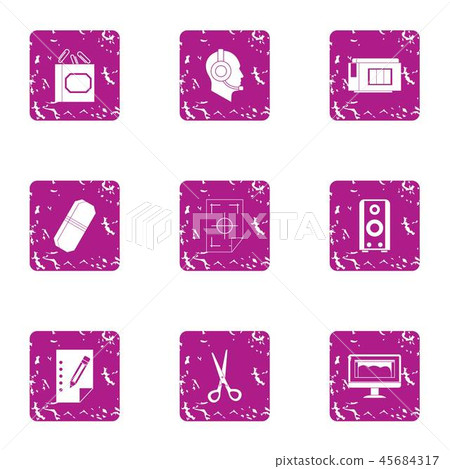 Reconnaissance group icons set, grunge style - Stock Illustration ...