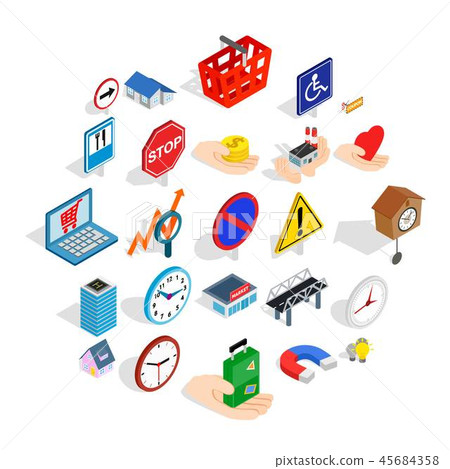 Town icons set, isometric style - Stock Illustration [45684358] - PIXTA