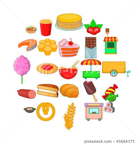 Street sweets icons set, cartoon style - Stock Illustration [45684375 ...