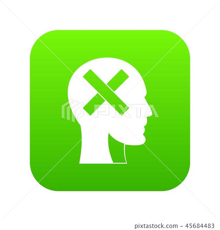 Human head with cross inside icon digital green - Stock Illustration ...