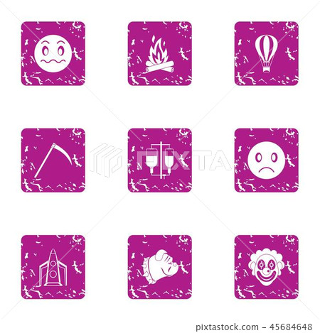 Indoctrination icons set, grunge style - Stock Illustration [45684648 ...