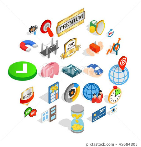 Best solution icons set, isometric style - Stock Illustration [45684803 ...