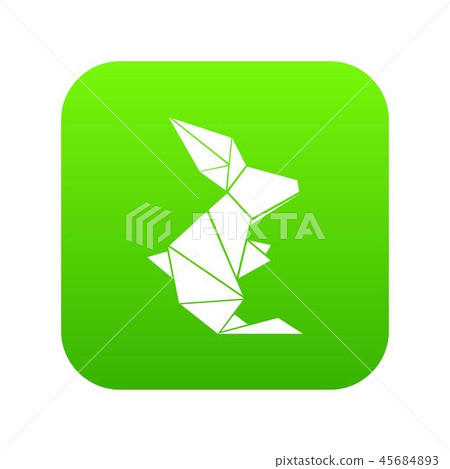 Origami rabbit icon green vector - Stock Illustration [45684893] - PIXTA