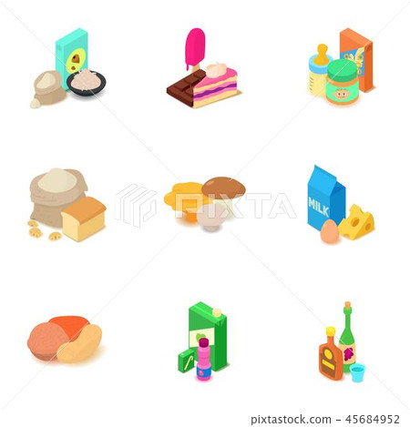 Component food icons set, isometric style-插圖素材 [45684952] - PIXTA圖庫