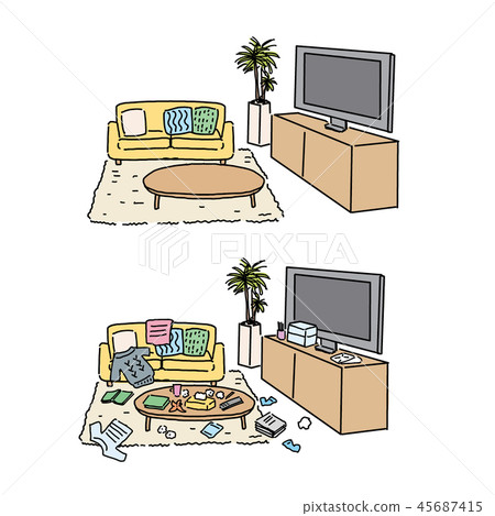 A messy room A tidy room illustration set - Stock Illustration ...