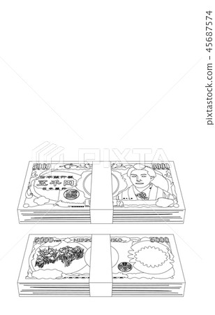 Japanese yen five thousand yen bill bundle line - Stock Illustration ...