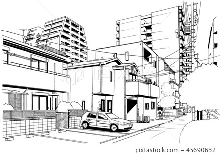 Cartoon style pen drawing illustrations Housing - Stock Illustration ...