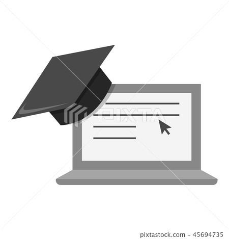 Laptop icon monochrome. Single education icon... - Stock Illustration ...