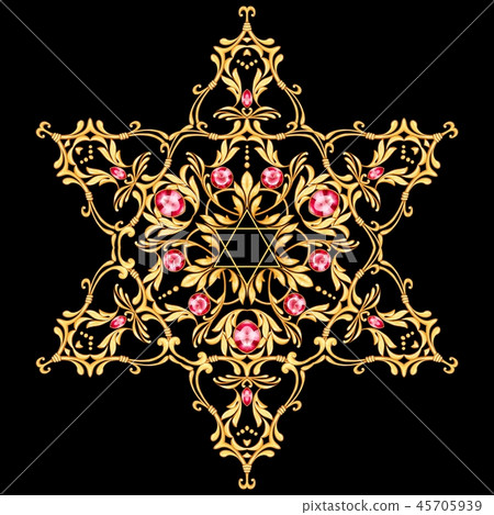David star with filigree ornaments. Isolated... - Stock Illustration ...