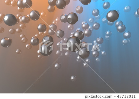 Abstract steel metal spheres flying in the... - Stock Illustration ...