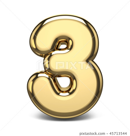 Golden number 3 THREE 3D - Stock Illustration [45713544] - PIXTA