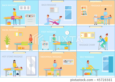 Medical Massage Session in Room with Equipment - Stock Illustration ...