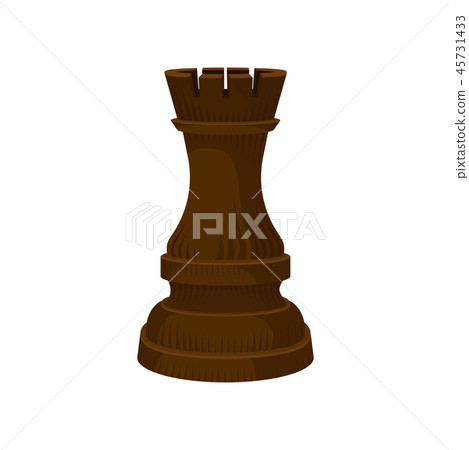 Brown wooden chess piece - rook tower . Figure... - Stock Illustration ...