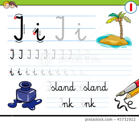 how to write letter I workbook for children - Stock Illustration ...