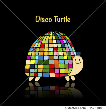 Funny disco turtle, sketch for your design - Stock Illustration ...