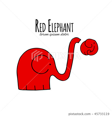 Red elephant design-插圖素材 [45733119] - PIXTA圖庫