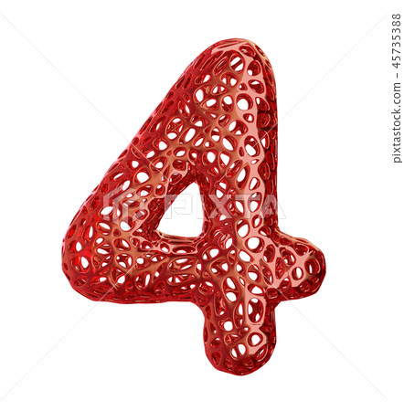 Number 4 four made of red plastic with abstract... - Stock Illustration ...