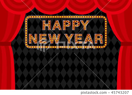 New year's card with marquee light (stage) - Stock Illustration ...