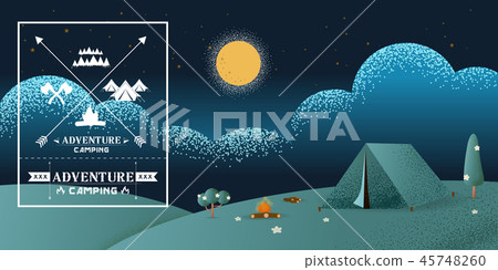 Hiking and camping vector texture illustration. - Stock Illustration ...