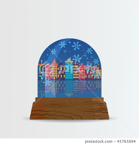 Snow ball globe with snow fall and Amsterdam - Stock Illustration ...