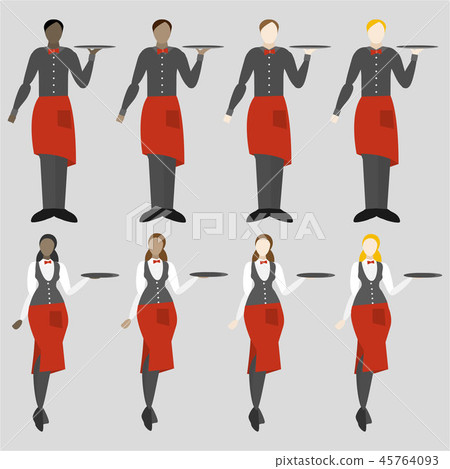 Set of eight waiters - Stock Illustration [45764093] - PIXTA