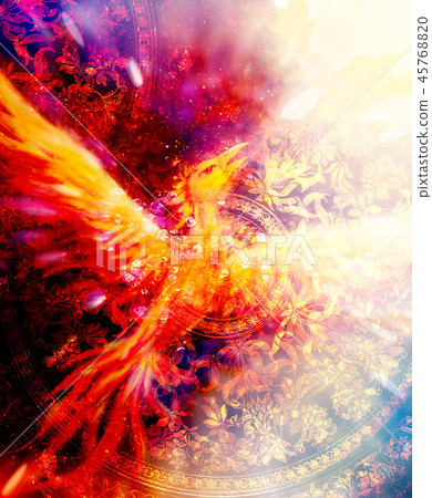 Flying phoenix bird as symbol of rebirth and... - Stock Illustration ...