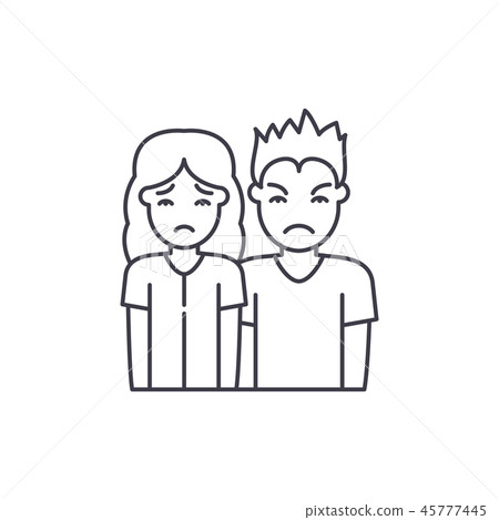 Discontent line icon concept. Discontent vector... - Stock Illustration ...