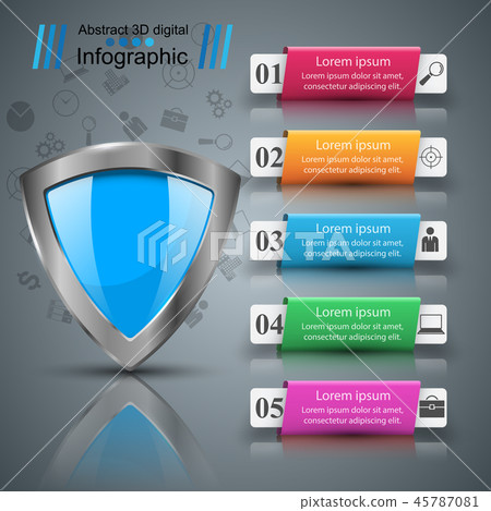 Shield, security - business paper infographic. - Stock Illustration ...