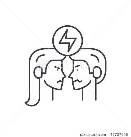 Conflict line icon concept. Conflict vector... - Stock Illustration ...