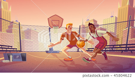 Street basketball on city outdoor court vector - Stock Illustration ...