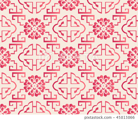 Elegant seamless Chinese style pink background-插圖素材 [45813866] - PIXTA圖庫