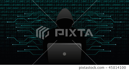 computer hacker cybercrime with blue binary... - Stock Illustration [45814100] - PIXTA