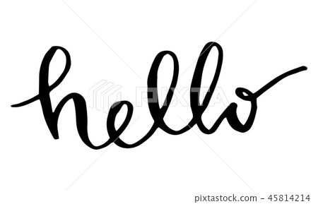 Black color hand writing in word hello - Stock Illustration [45814214 ...
