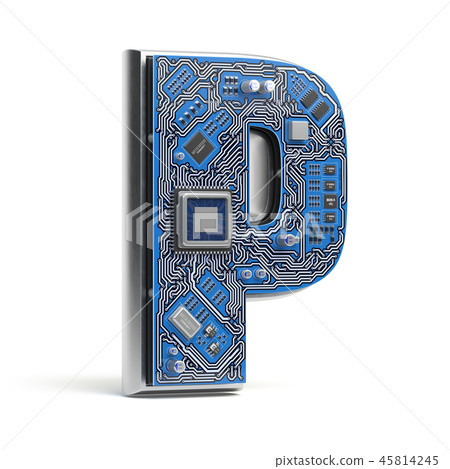 Letter P . Alphabet in circuit board style - Stock Illustration ...